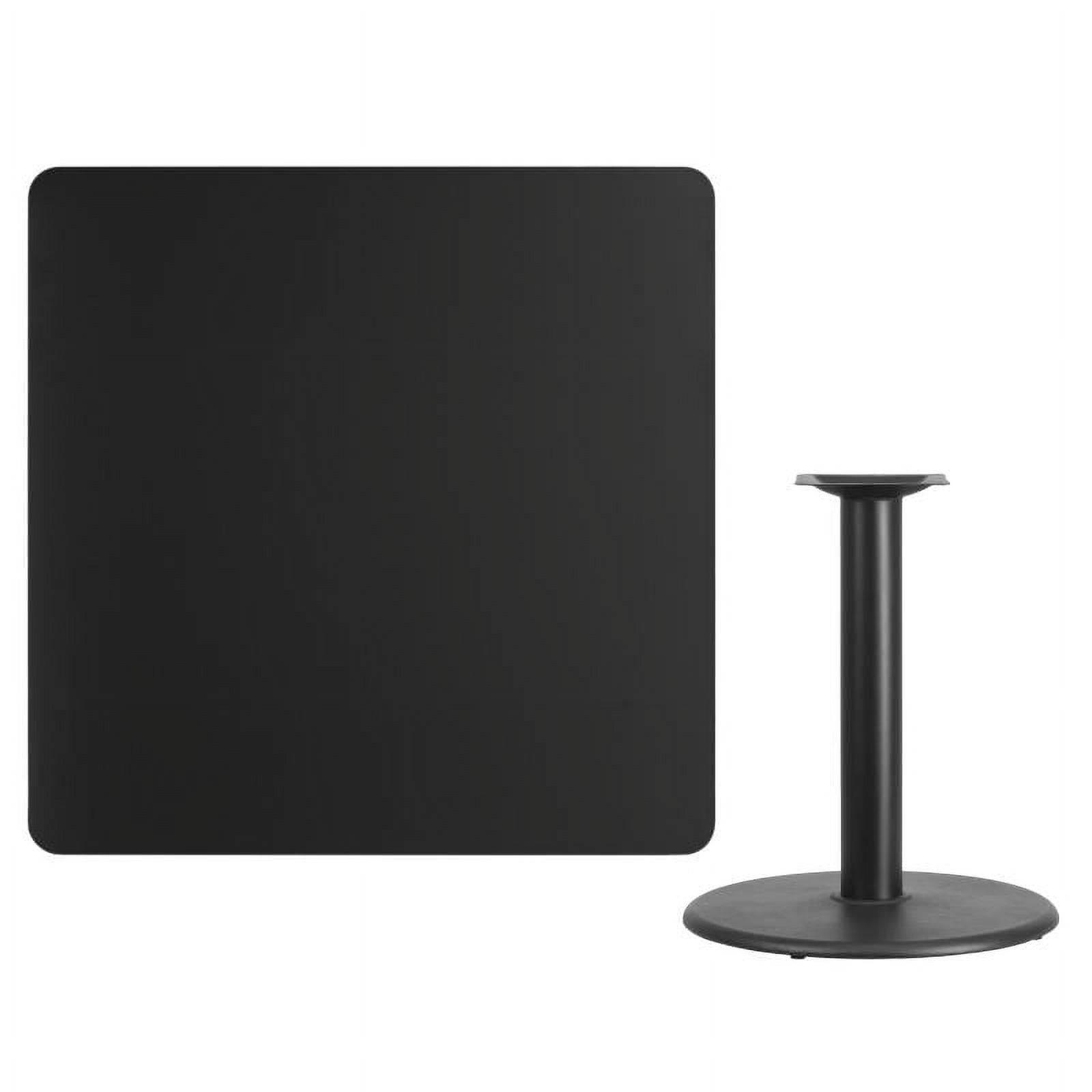 42" Square Black Laminate Table Top With Table Height Round Base ...