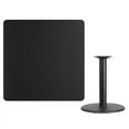 42" Square Black Laminate Table Top With Table Height Round Base ...