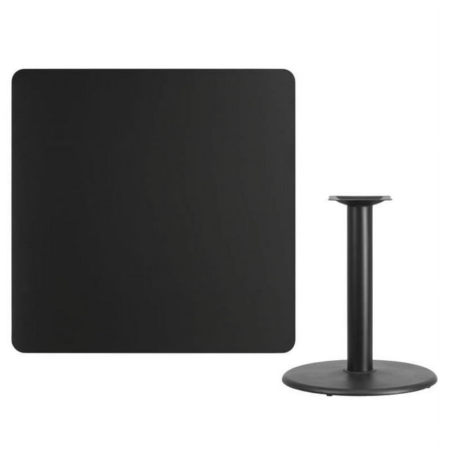 42" Square Black Laminate Table Top With Table Height Round Base ...