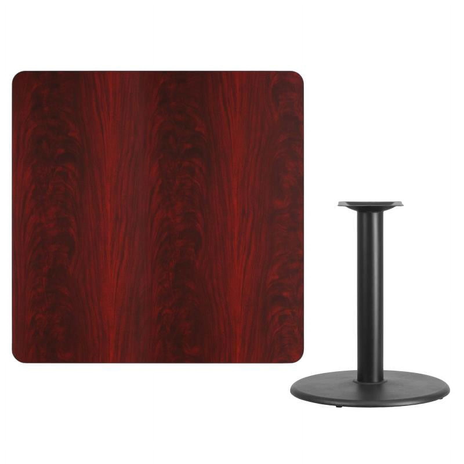 42" Square Mahogany Laminate Table Top With Table Height Round Base ...