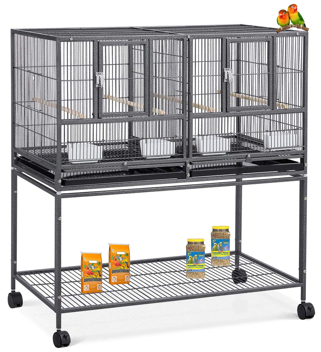 "42"" Stackable Breeder Bird Cage with Stand, Rolling Nest Doors, Ideal ...