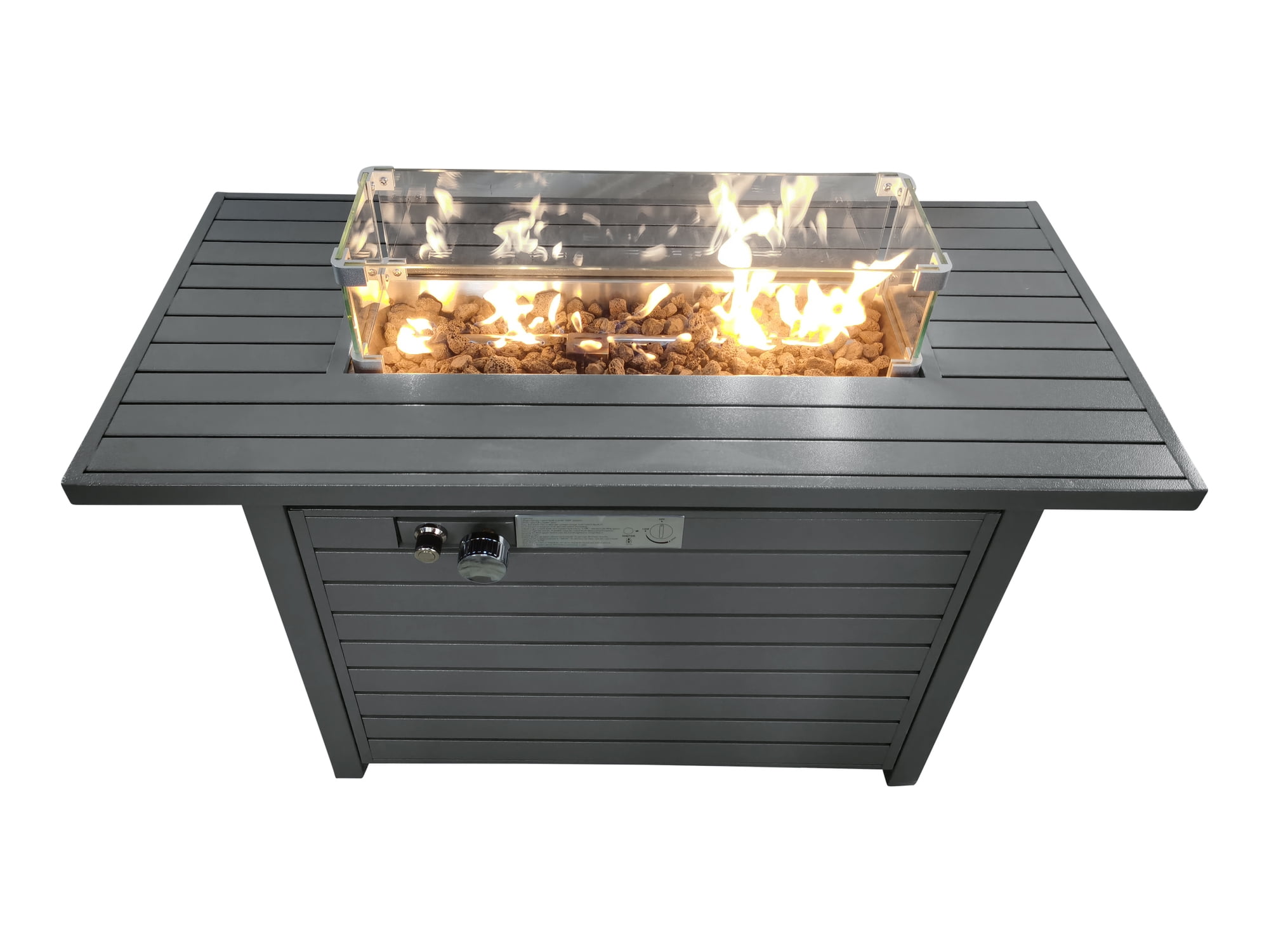 42" Steel Propane Fire Pit Table with Lid - 50,000 Btu Outdoor Patio ...