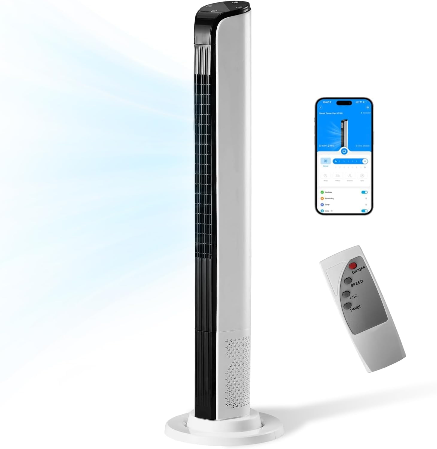 42" Tower Fan for Bedroom, Smart Floor Fan with App & Remote Control ...