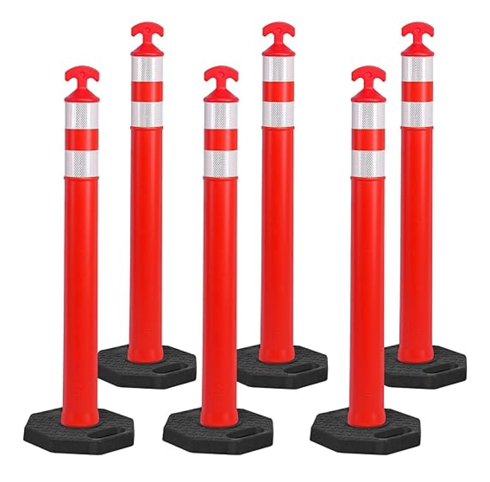 42" Traffic Delineator Post Cones 6-Pack Orange Safety Cones with Heavy ...