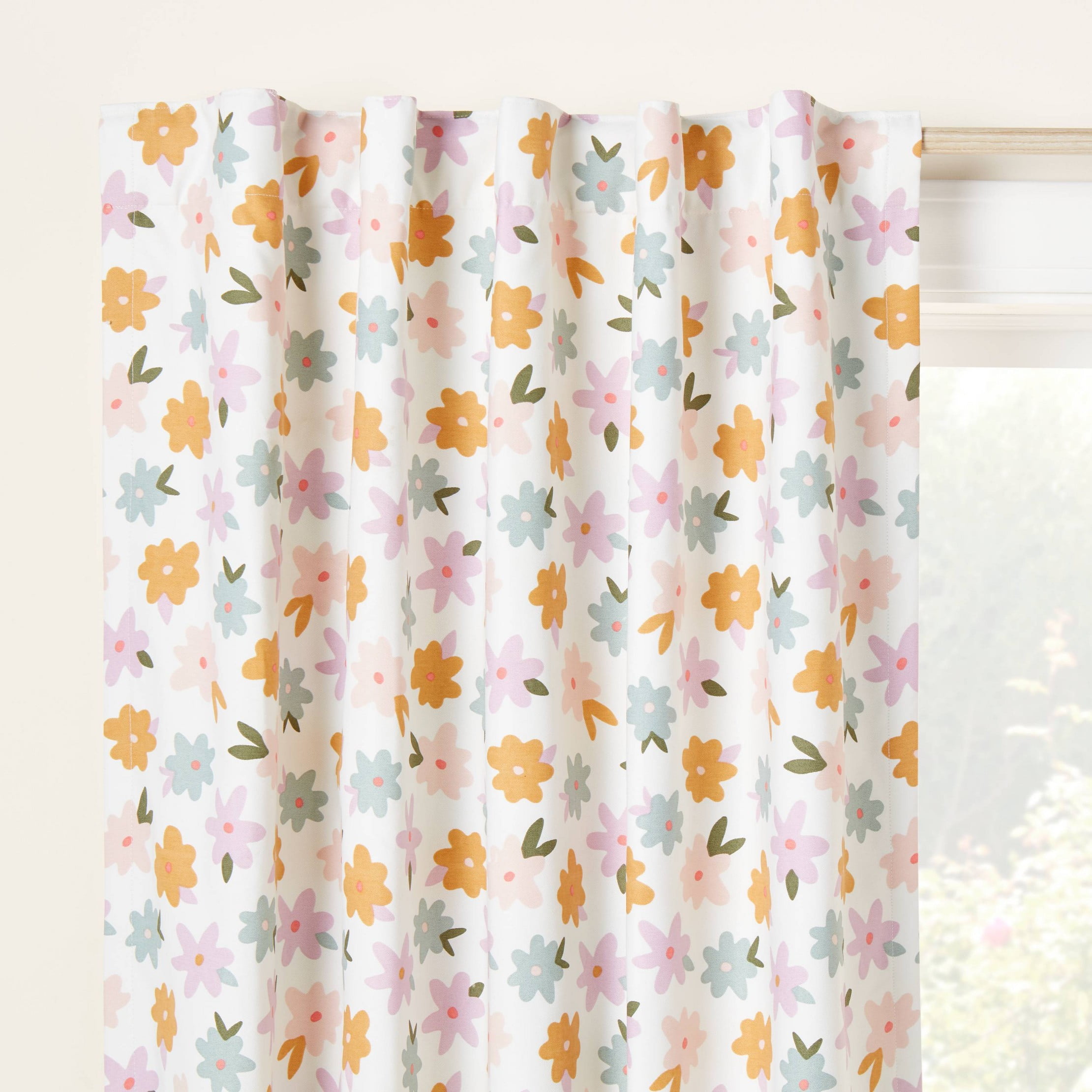 42"W x 84"L All Over Kids' Blackout Window Curtain Panel Floral Print ...