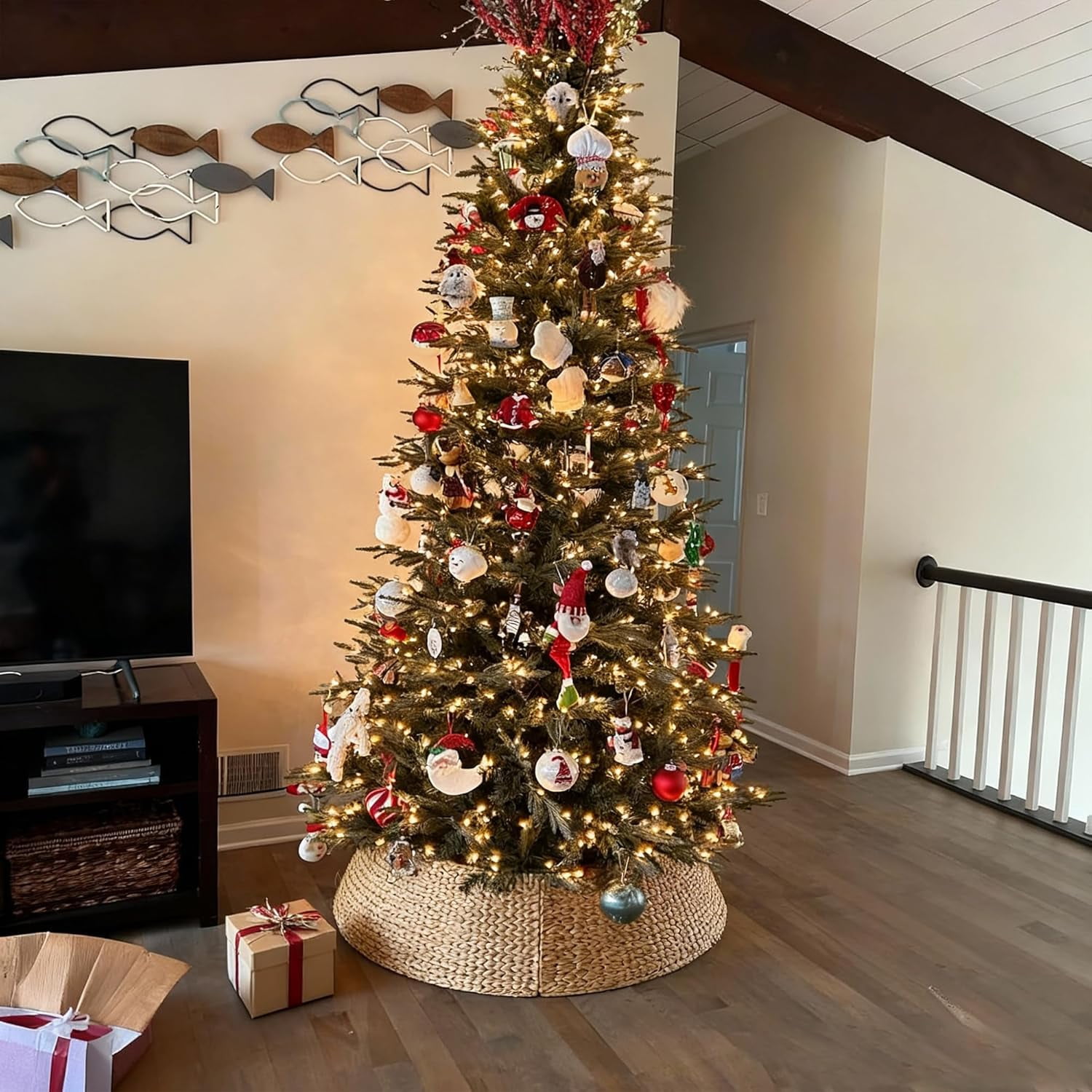 42" Wicker Christmas Tree Collar for Artificial Trees, Tree Basket ...