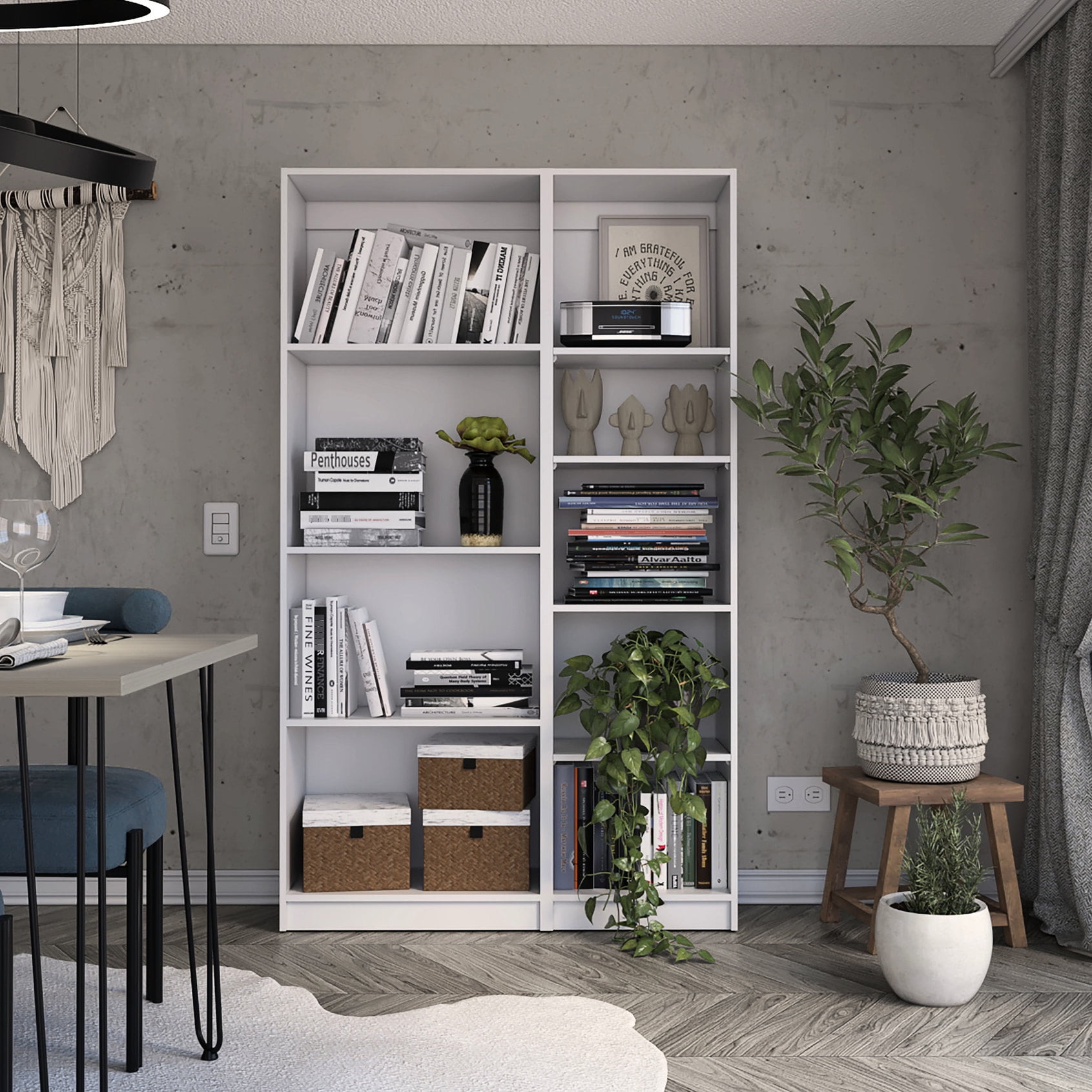 42" Wide White Bookcase, High - quality Material / Multi - purpose ...