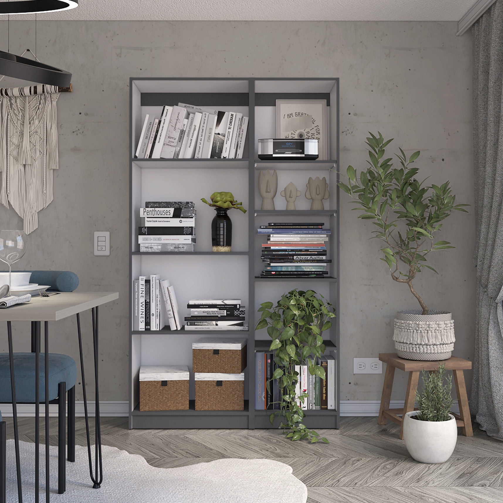 42" Wide Bookcase Set for Modern Living / Versatile Use for Plants and ...