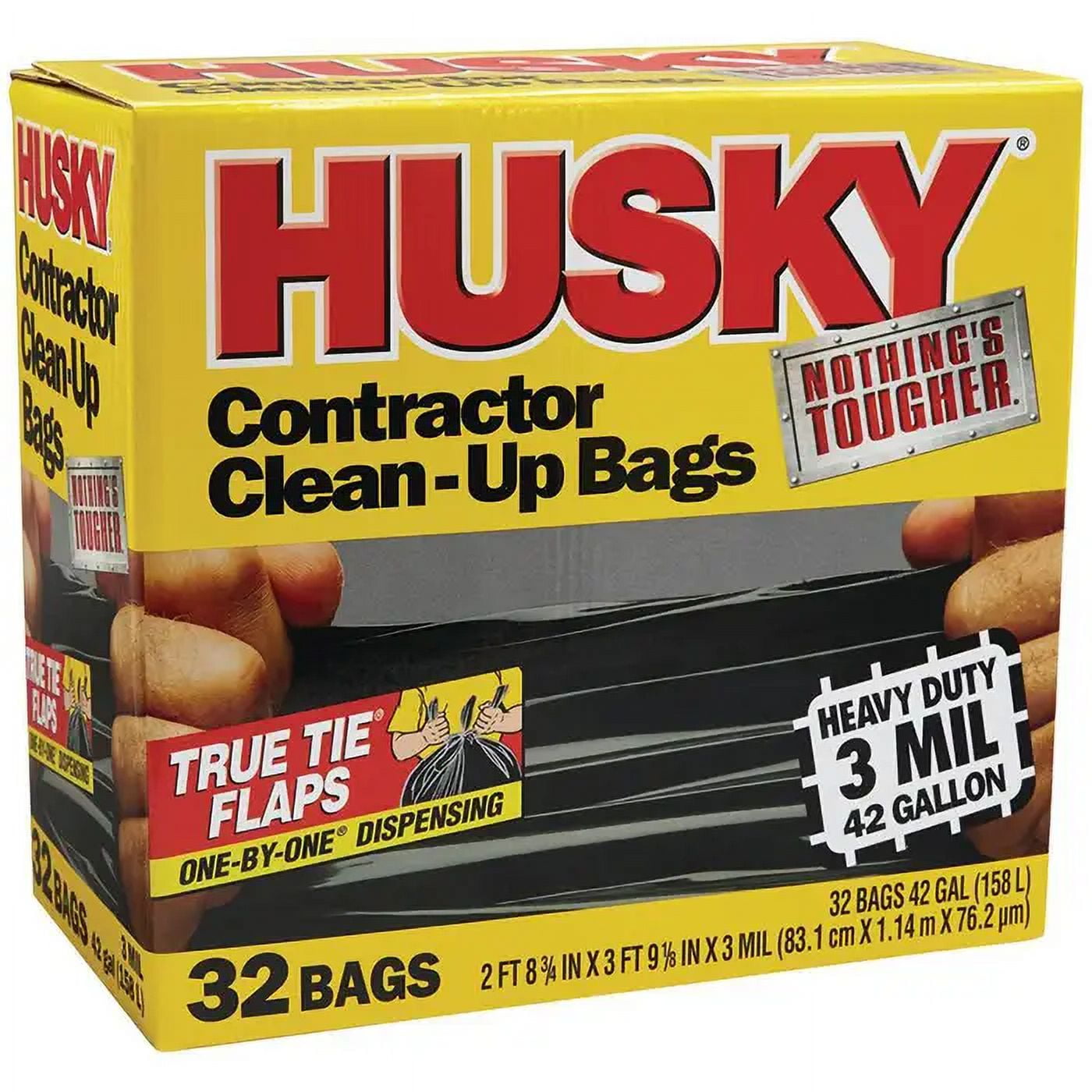 42 gal Poly-America HK42WC032B-M Black Husky 3-Mil Contractor Trash Bag, 32-Count - Walmart.com