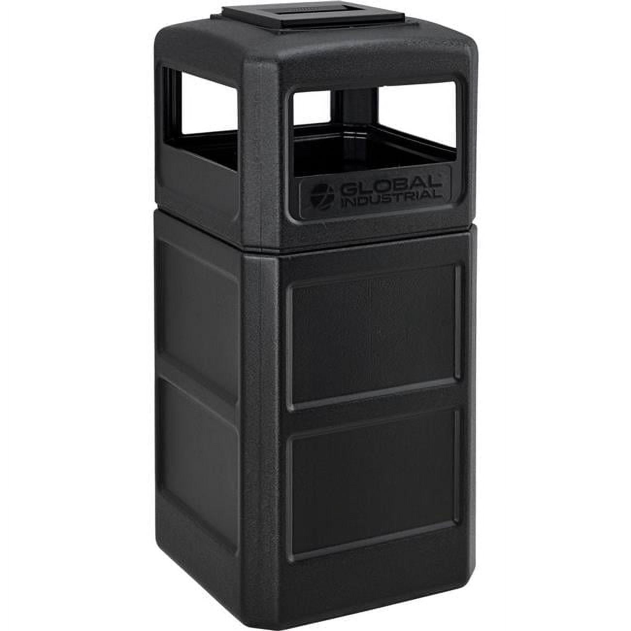 42 gal Square Plastic Waste Receptacle with Ashtray Lid, Black ...