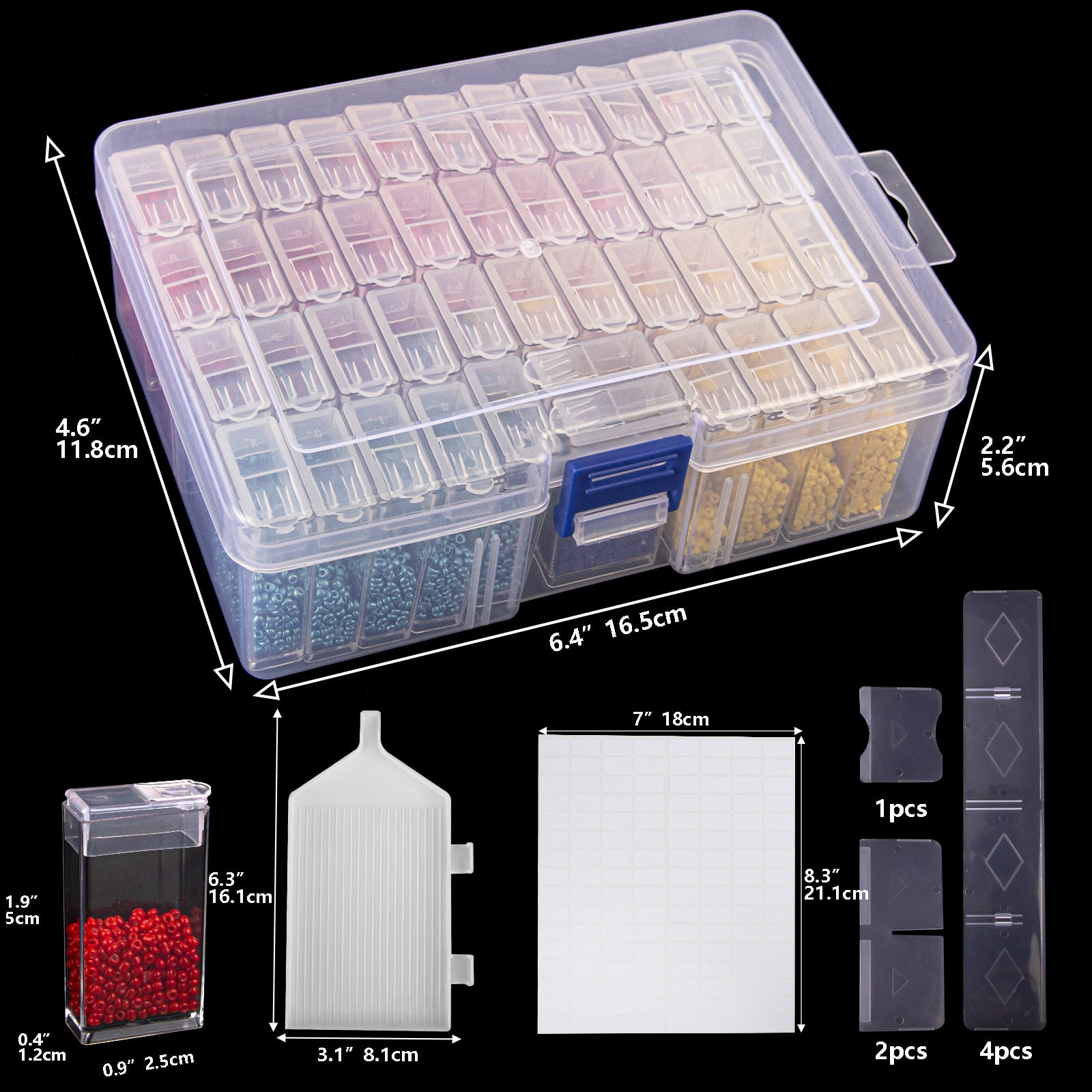 42-grid small square bottle bead storage box plastic mini diamond ...