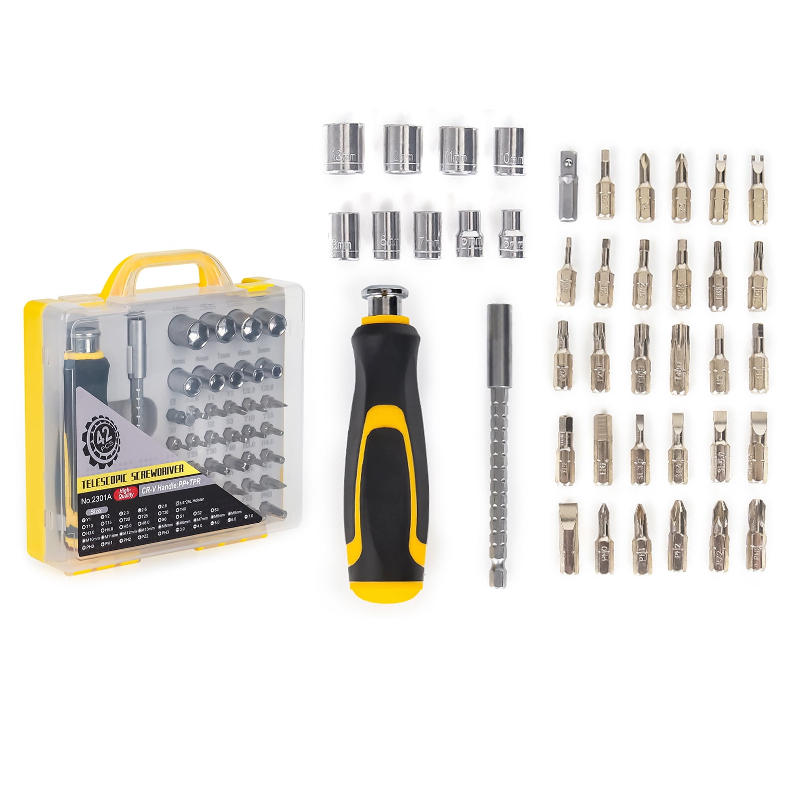 42 in 1 Ratcheting Wrench Rod Socket Set Screwdriver Bit Tool ...