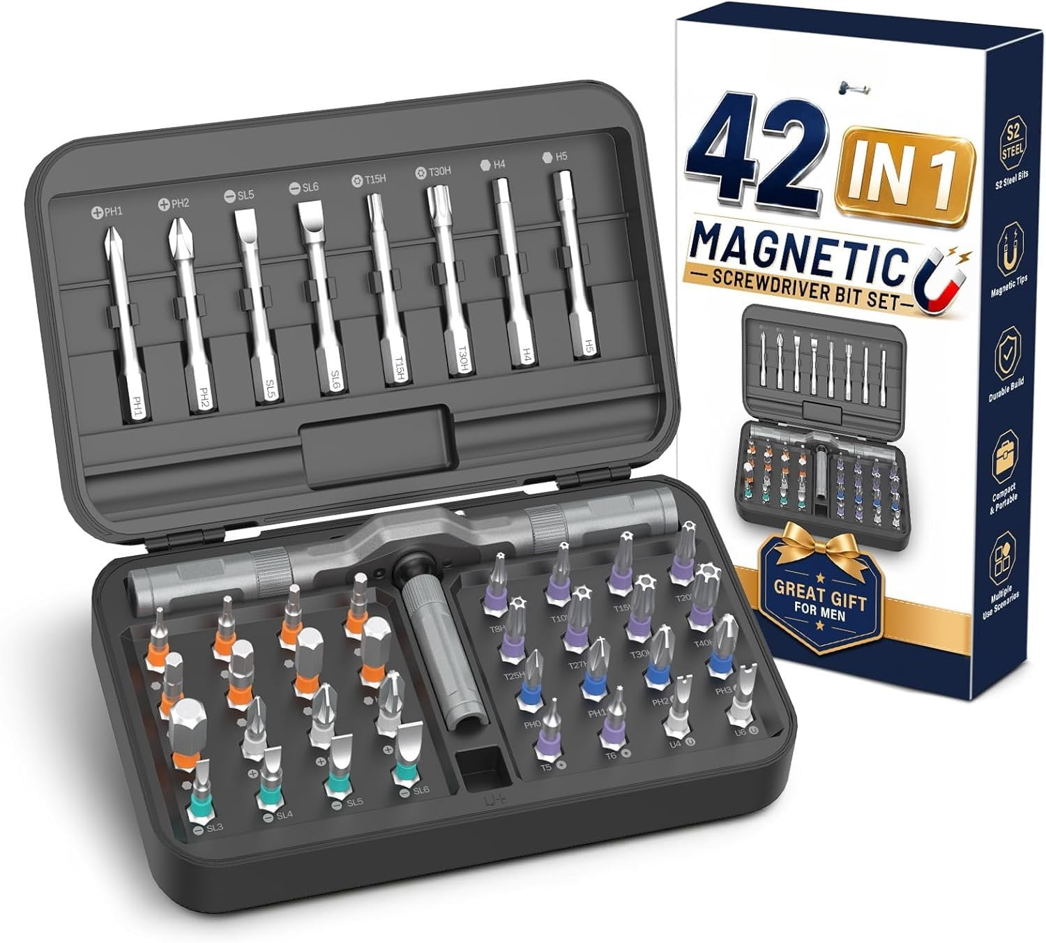 42 in 1 Set, Screw Driver Kit with T-Handle, Multi-purpose Small ...