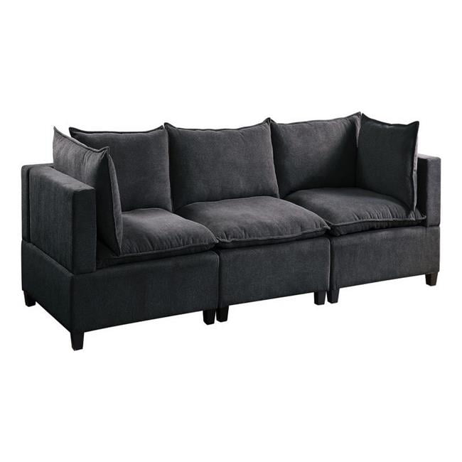 42 in. Amato Sectional Sofa with Pocket Coil Seats, Block Legs, Dark ...