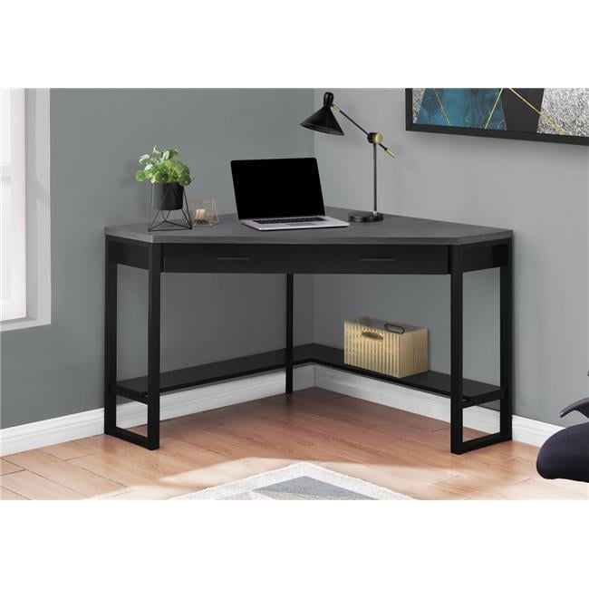 42 in. Black & Grey Top Corner Black Computer Desk - Walmart.com