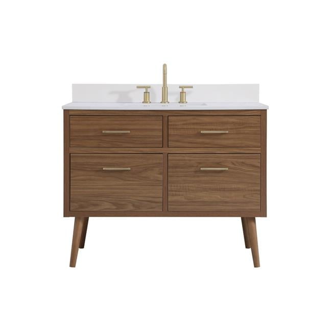 42 in. Boise Traditional Bathroom Vanity with Backsplash, Walnut Brown ...