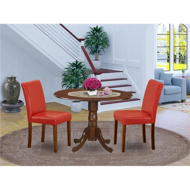 42 in. Dublin Round Dining Room Table with Two 9 in. Drop Leaves & 2 ...