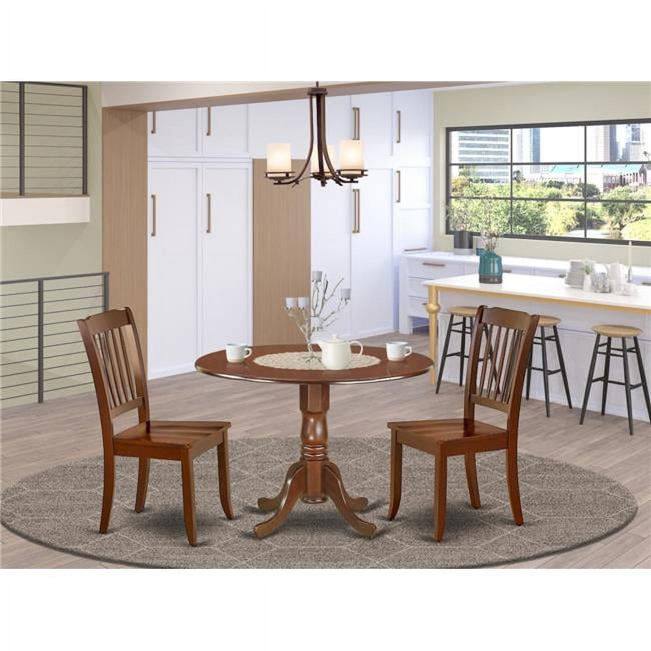 42 in. Dublin Round Table with Two 9 in. Drop Leaves & 2 Vertical ...