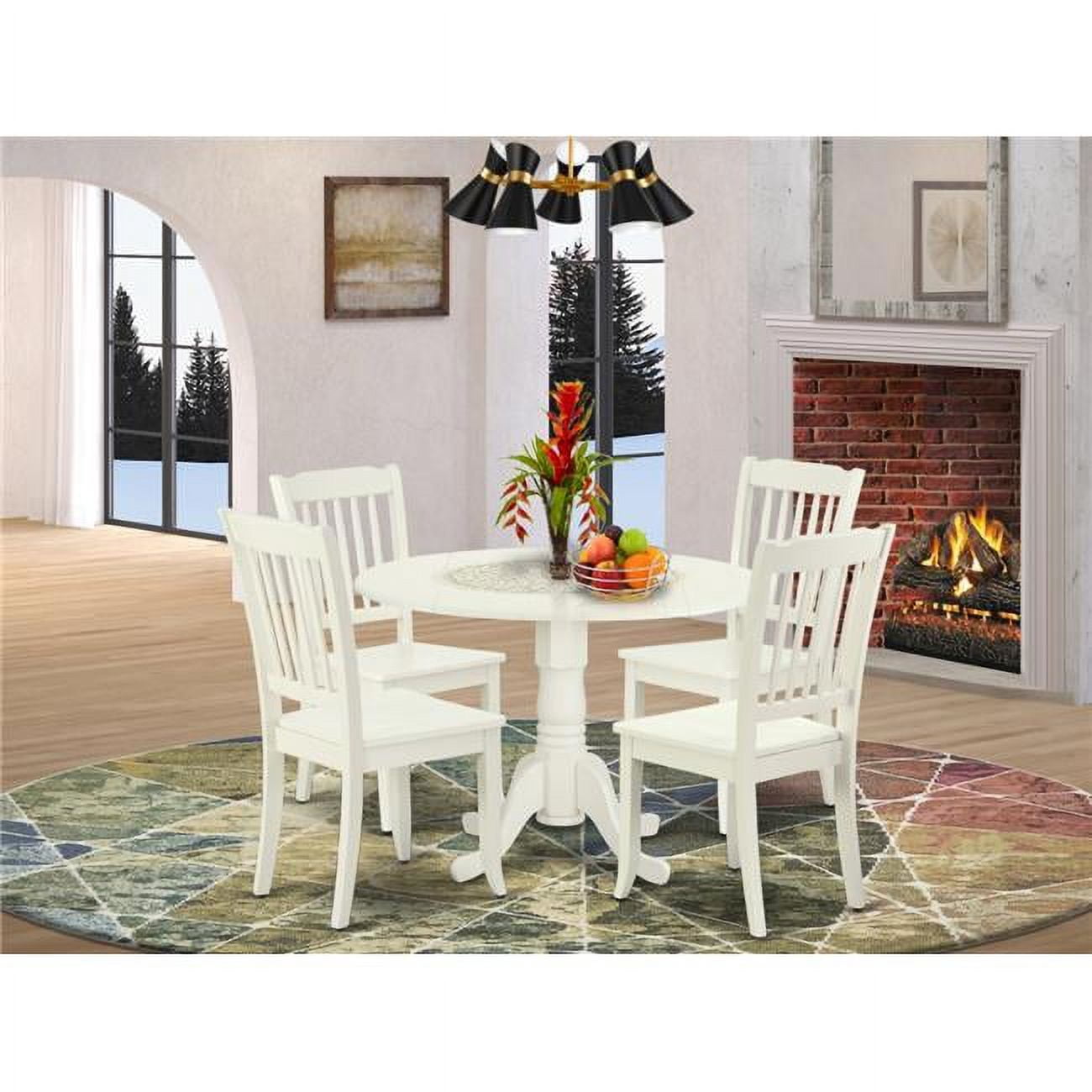 42 in. Dublin Round Table with Two 9 in. Drop Leaves & 4 Vertical ...