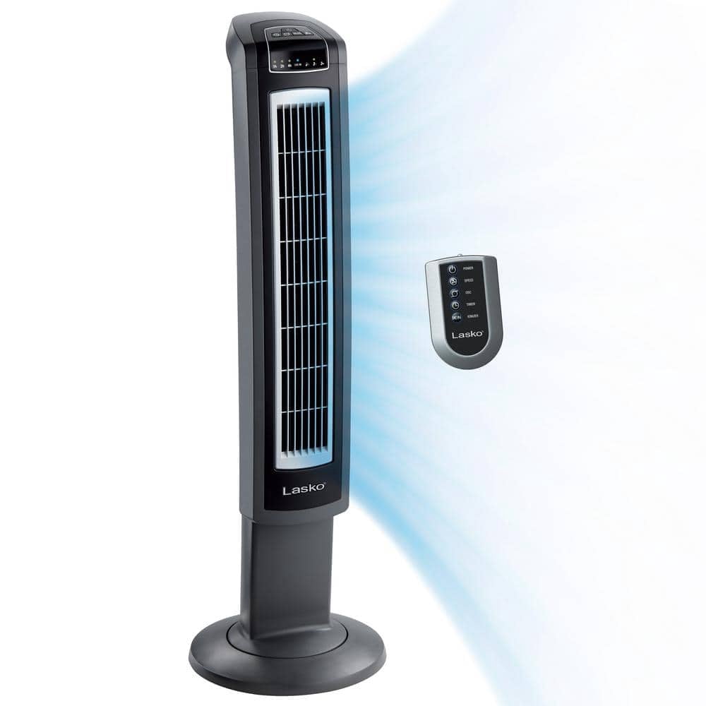 42 in. Electronic Oscillating 3-Speed Tower Fan with Remote Control and ...