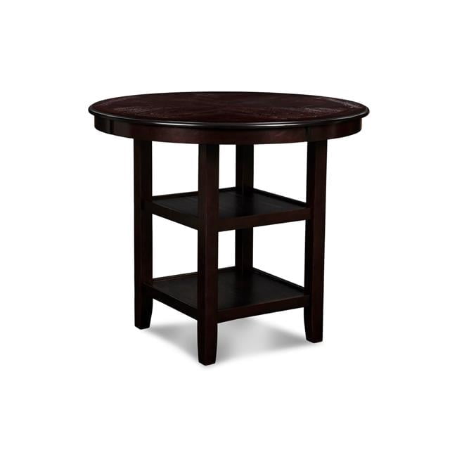 42 in. Gale 2 Open Shelves Round Counter Dining Table, Dark Brown ...