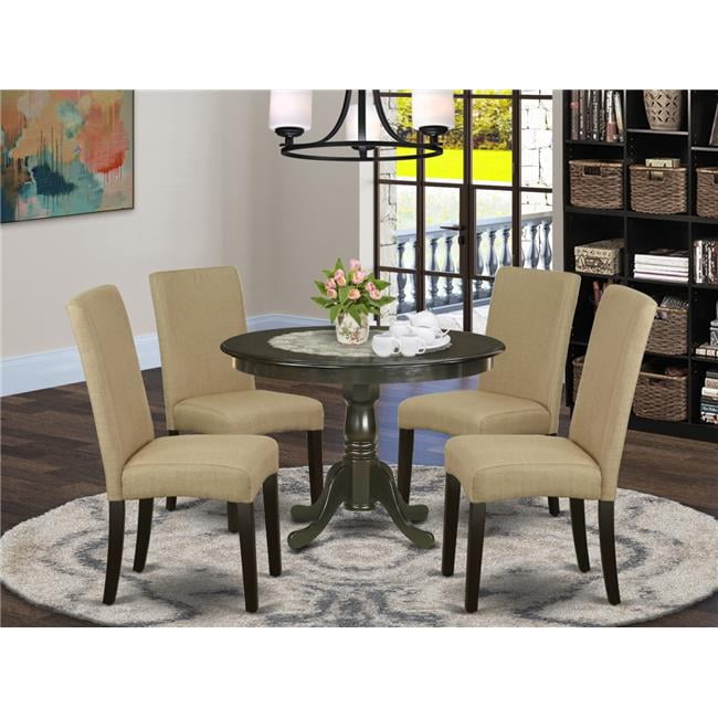 42 in. Hartland Round Dinette Table & Four Parson Chair with Cappuccino ...
