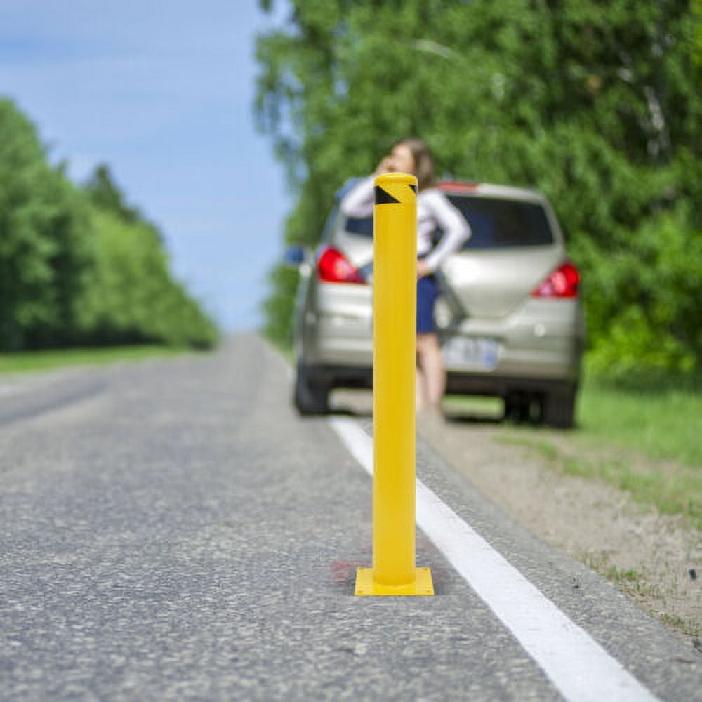 42 in Height Yellow Steel Safety Bollard Post Parking Pole With 4 ...