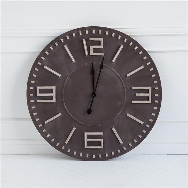 42 in. Oversize Round Industrial Style Wall Clock with Bold Block ...