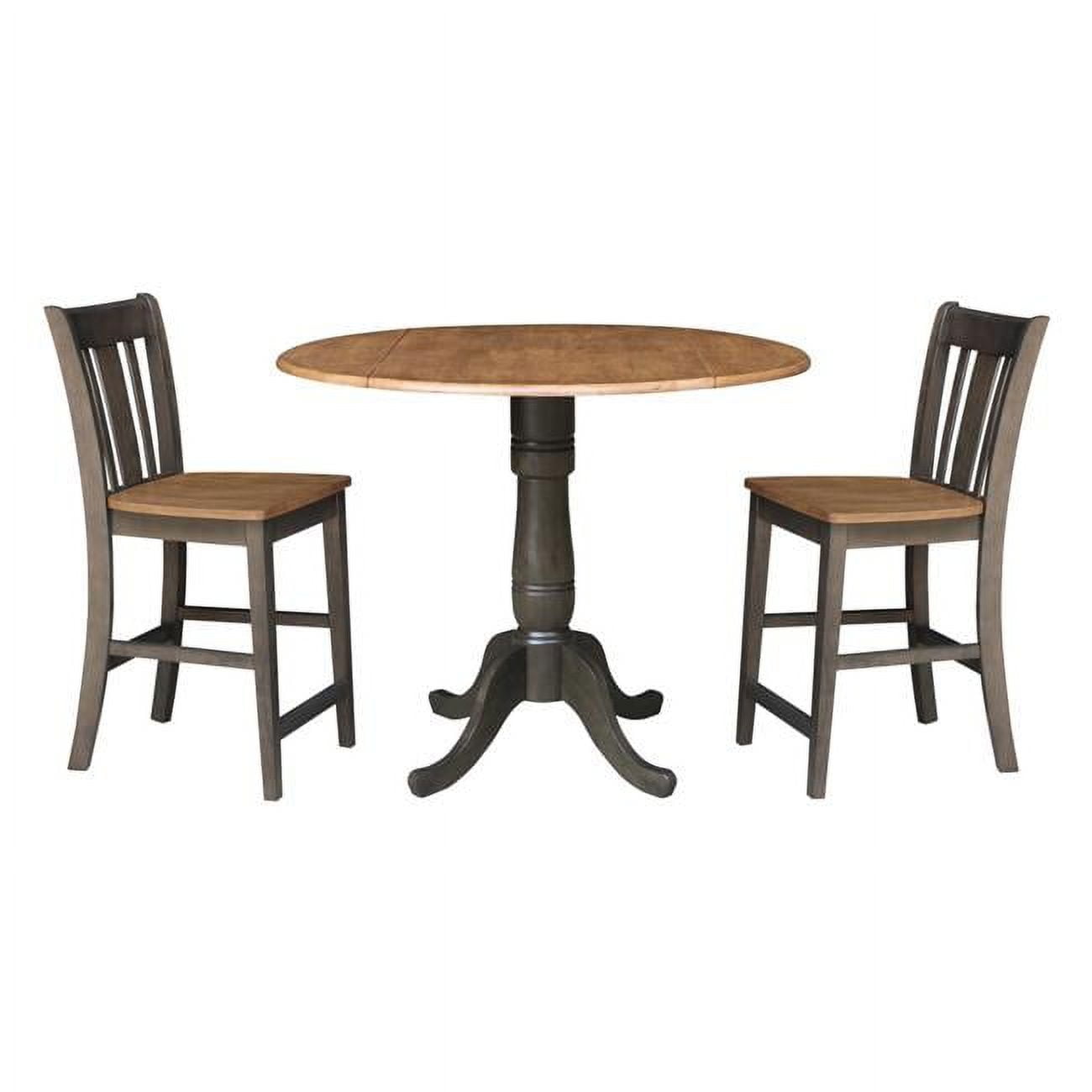 42 in. Round Dual Drop Leaf Counter Height Dining Table with 2 ...