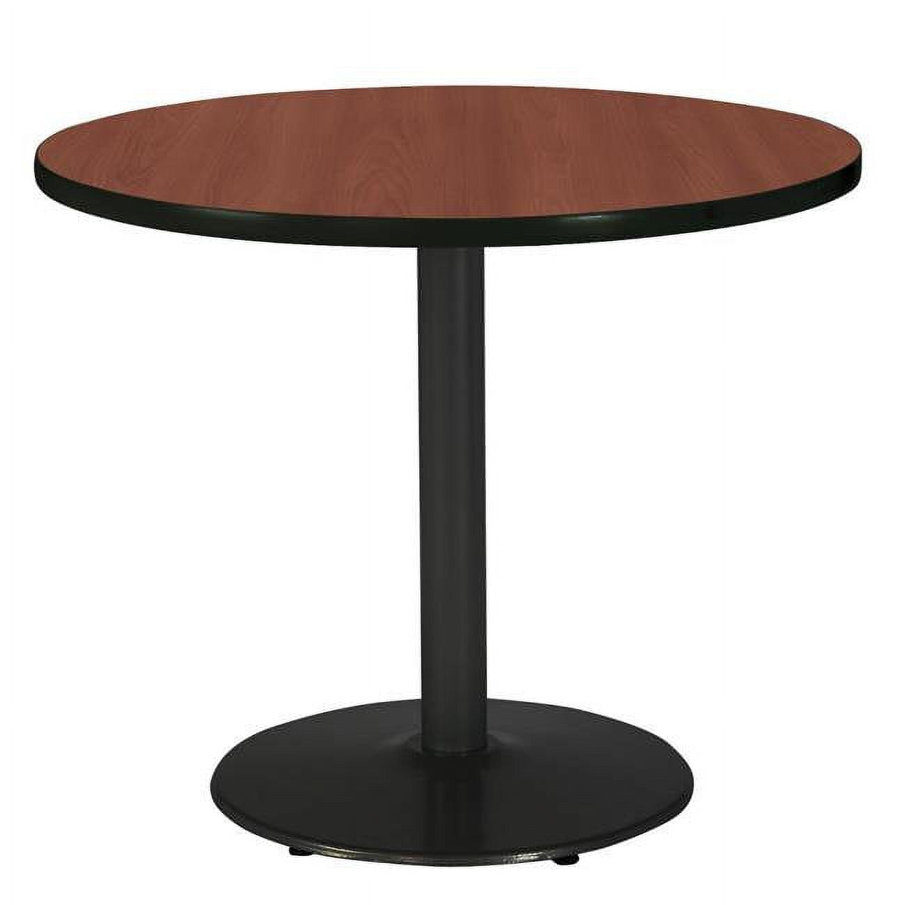 42 in. Round Pedestal Table with Mahogany Top, Round Black Base ...