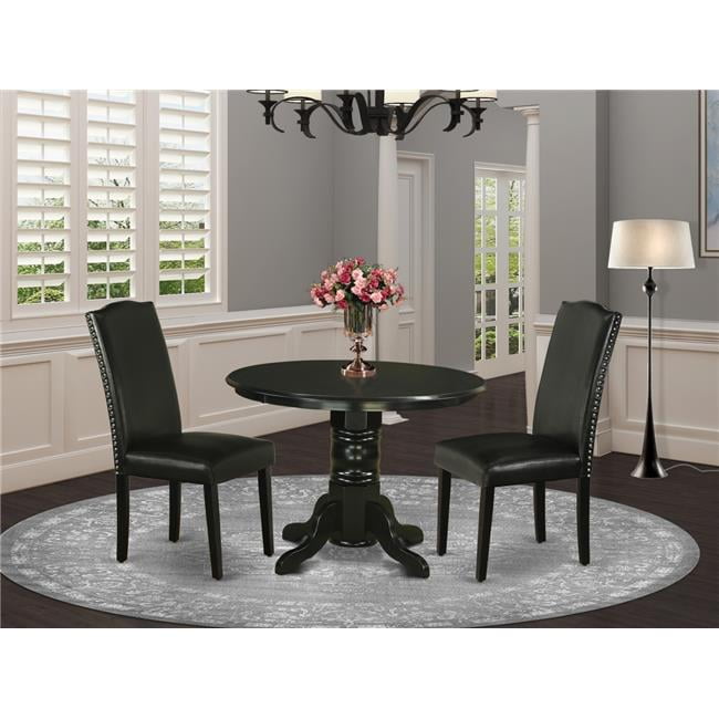 42 in. Shelton Round Dinette Table & Parson Chair with Black Leg & Pu ...
