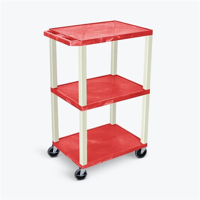 42 in. Three-Shelf Plastic Utility Cart, Red - Walmart.com