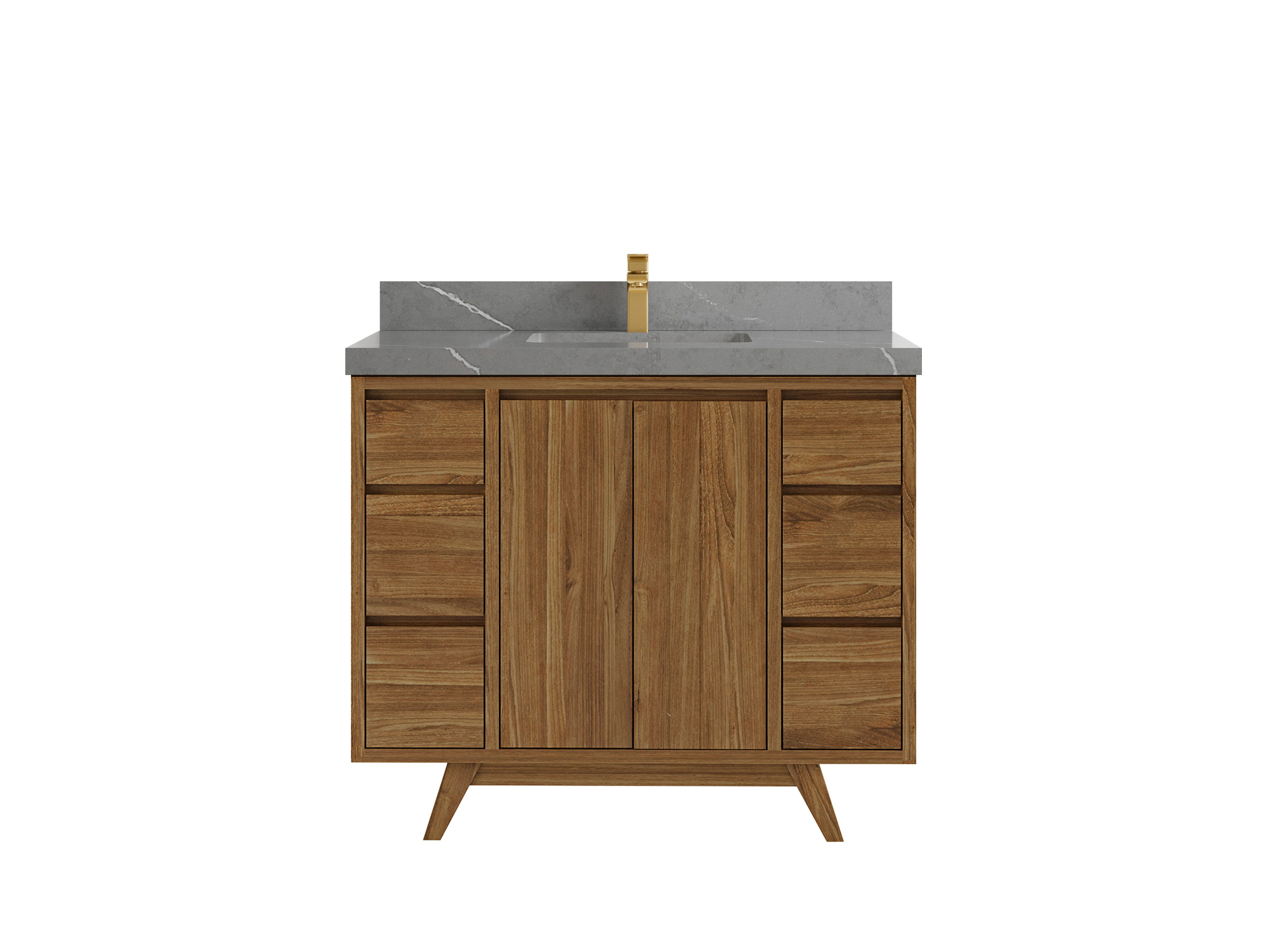 42 in. W x 22 in. D Madison Teak Single Sink Bathroom Vanity in Dark ...