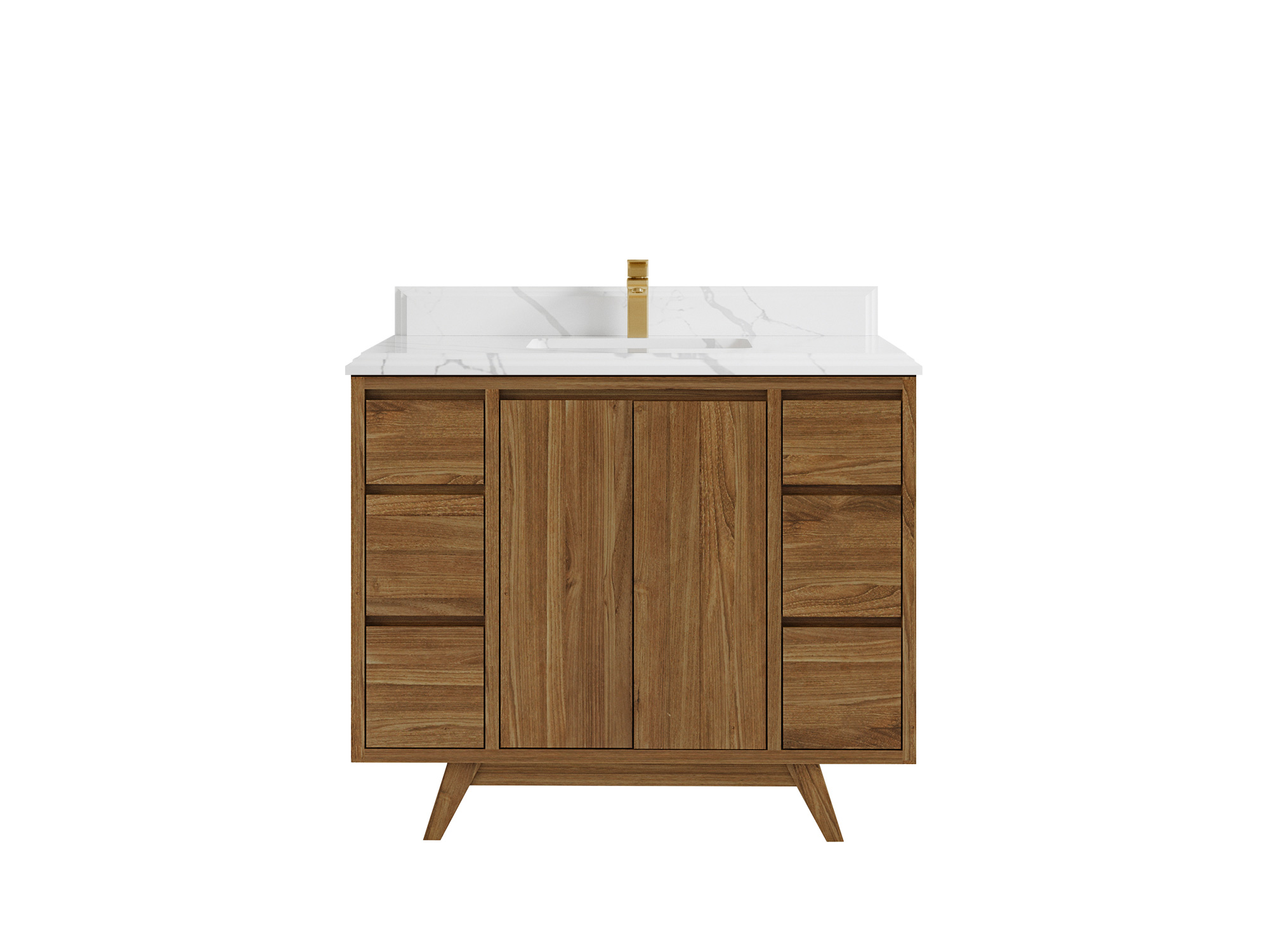 42 in. W x 22 in. D Madison Teak Single Sink Bathroom Vanity in Dark ...