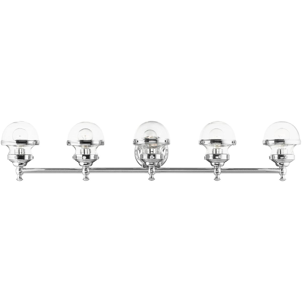 42 inch 5 Light Polished Chrome Bathroom Vanity light fixture with Hand ...