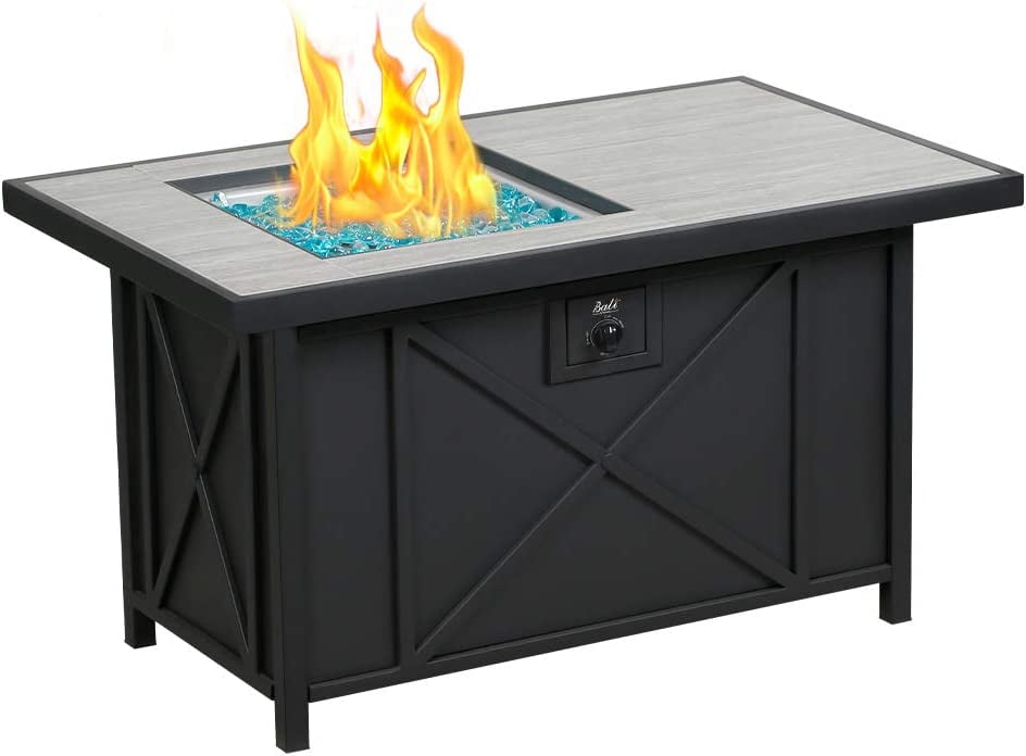 42 inch 50,000 BTU Rectangular Propane Gas Table with Fire Glass Table ...