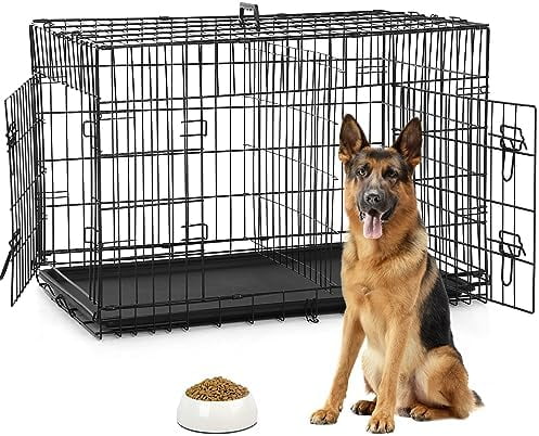 42 inch Dog Cage Large - Pet Cage Double-Door for Large Dogs Folding ...