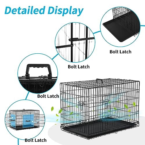 42 inch Dog Cage Large - Pet Cage Double-Door for Large Dogs Folding ...