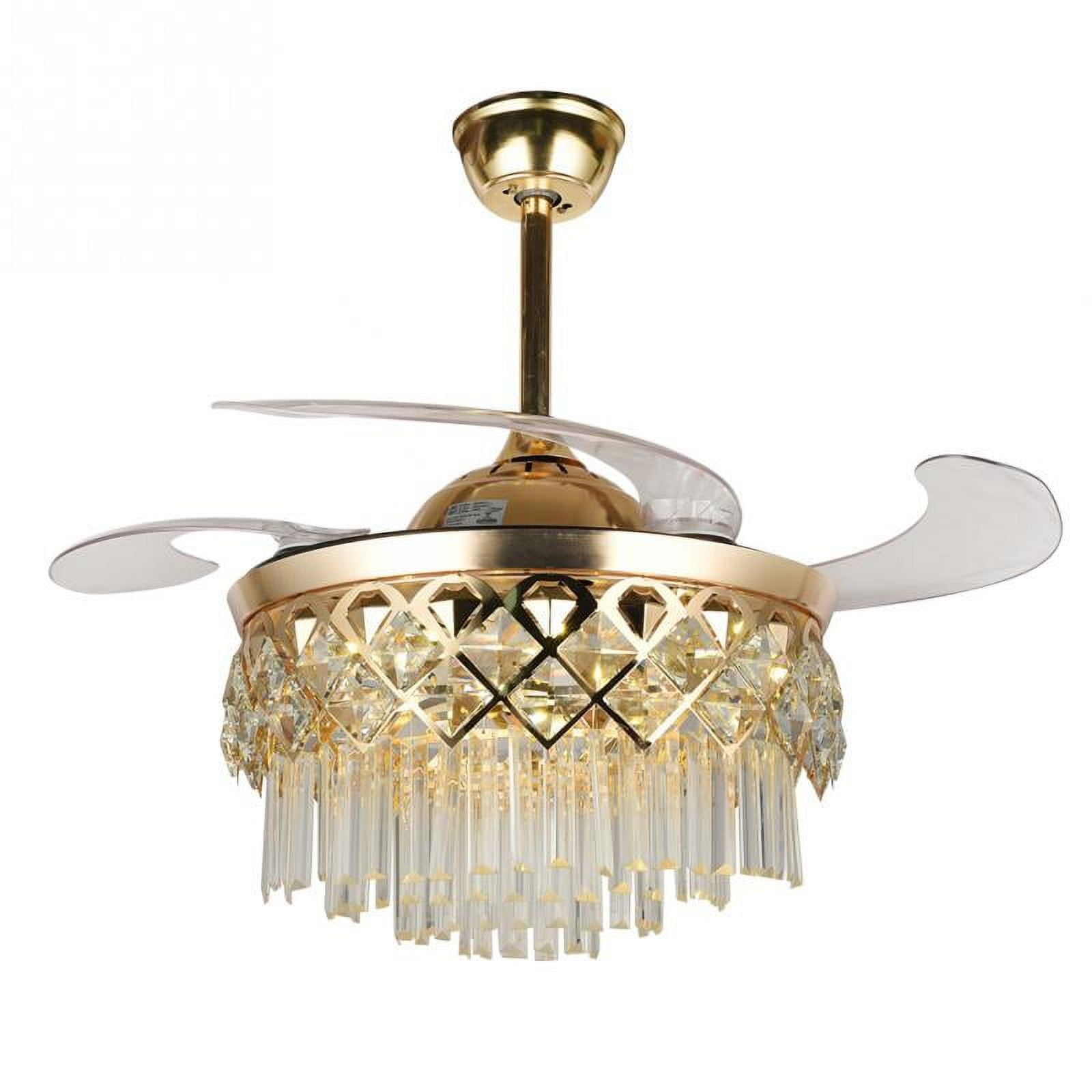 42-inch European and American luxury invisible fan chandelier, crystal ...