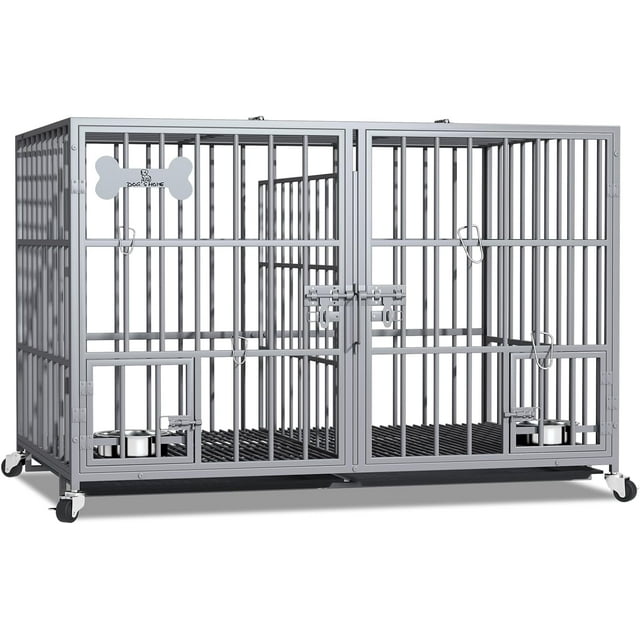 42 inch Heavy Duty Metal Dog Crate for 2 Dogs/Large Dog,All Metal Open ...