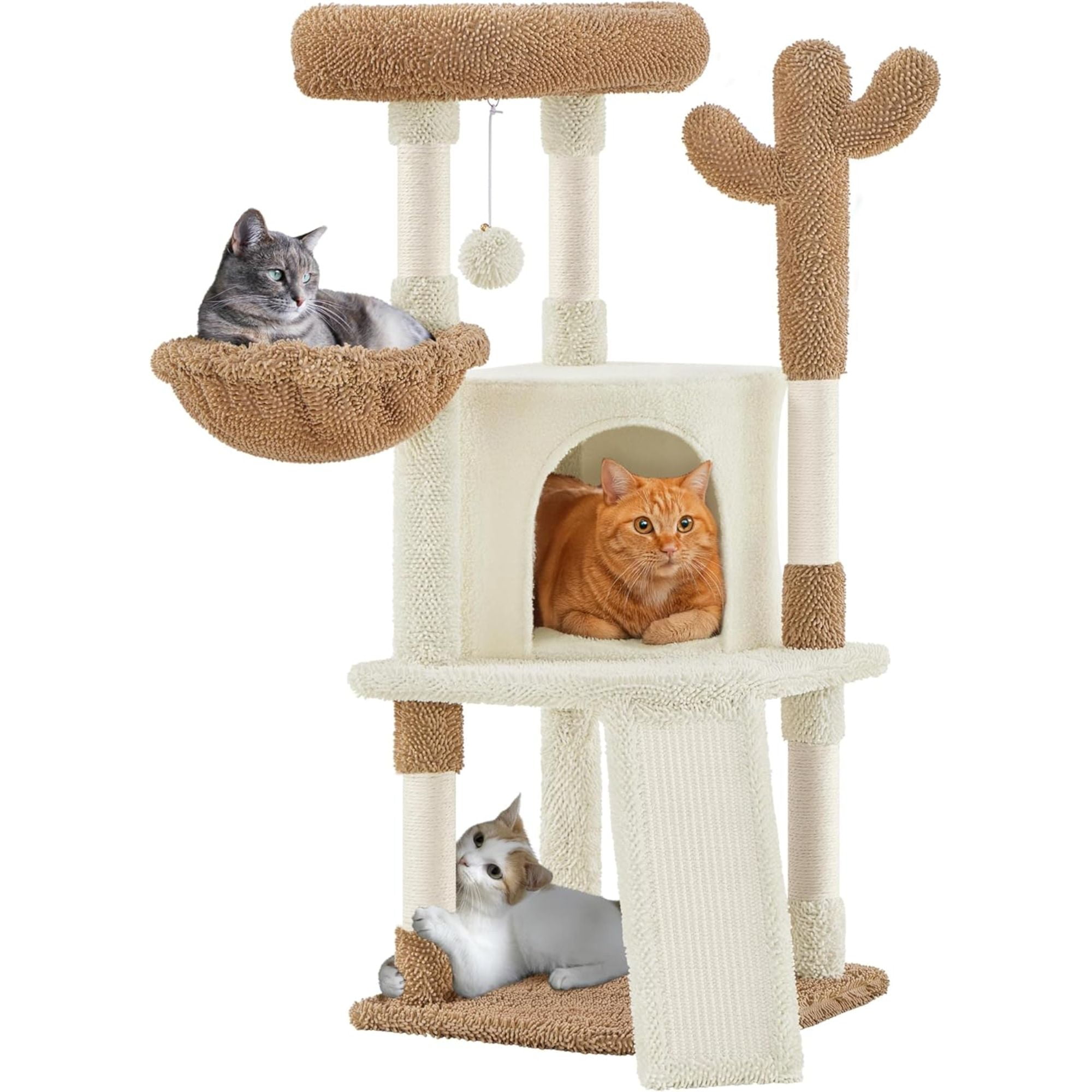 42 inch Multi-Level Cactus Cat Tree Tower, Kitten Activity Center with ...