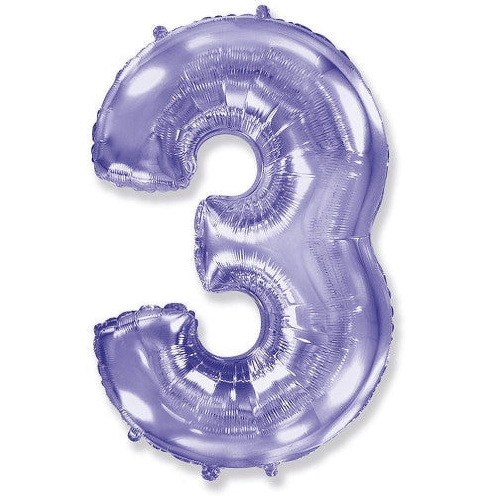 42 inch Number 3 - Party Brands - Lilac Purple Foil Mylar Balloon ...