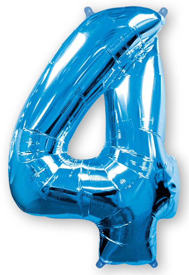 42 inch Number 4 - Blue Foil Mylar Balloon - Party Supplies Decorations ...