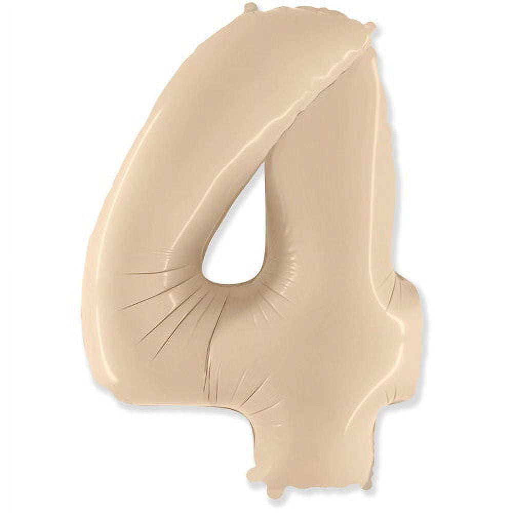 42 inch Number 4 - Party Brands - Satin Cream Foil Mylar Balloon ...