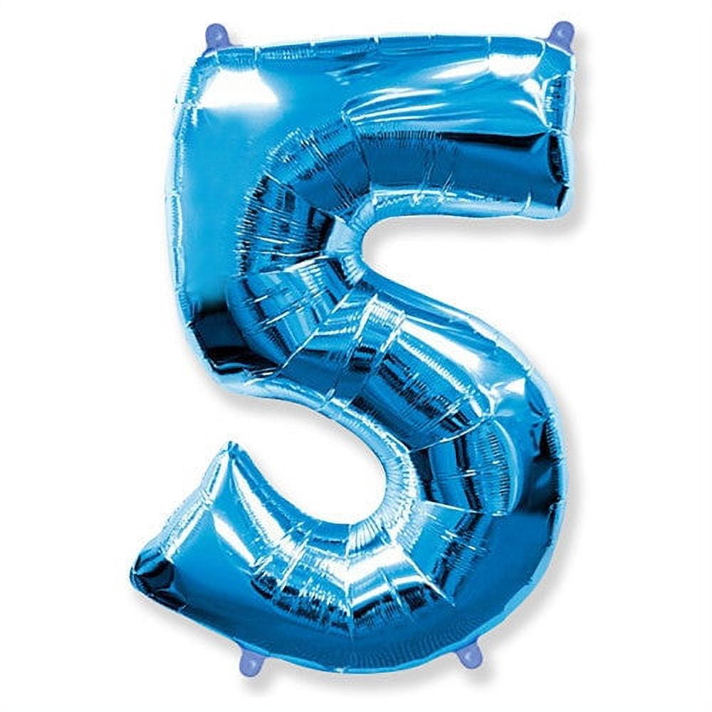 42 inch Number 5 - Blue Foil Mylar Balloon - Party Supplies Decorations ...