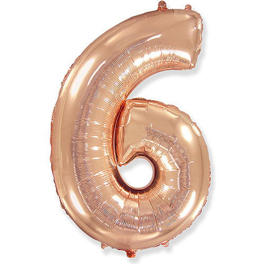 42 inch Number 6 - Rose Gold Foil Mylar Balloon - Party Supplies ...