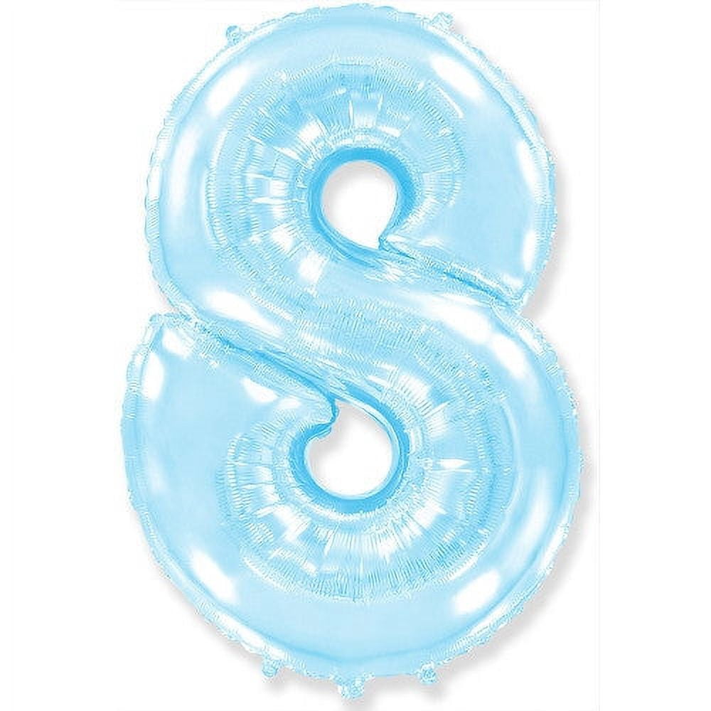 42 inch Number 8 - Party Brands - Pastel Blue Foil Mylar Balloon ...