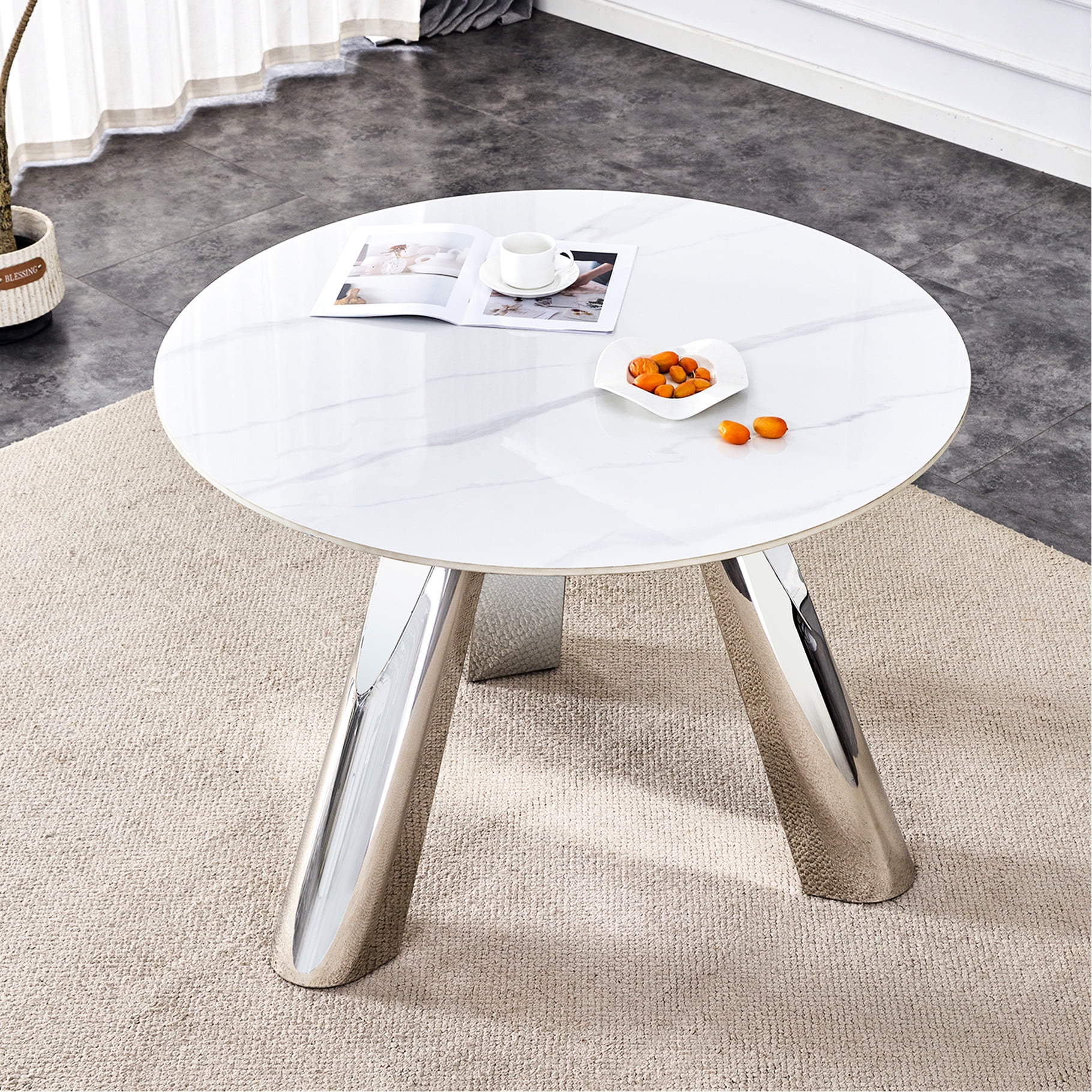 42-inch Table With Versatile Marble And Stable Construction Round ...