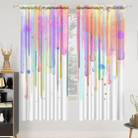 42 x 63 Inch Colorful Splatter Decorative Curtains for Living Room ...