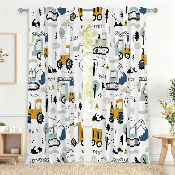 42 x 84 Inch Cartoon Car Kids Curtains for Bedroom Living Room ...